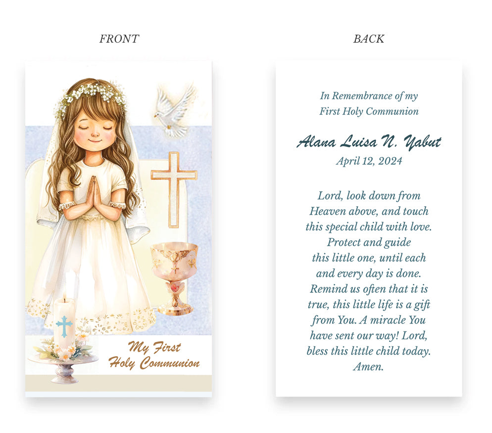 First Holy Communion Cards For Girls Girl's Communion Card: Free
