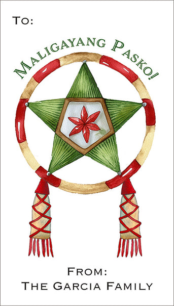 Festive Parol 2 Christmas Gift Tag – Pepa Prints